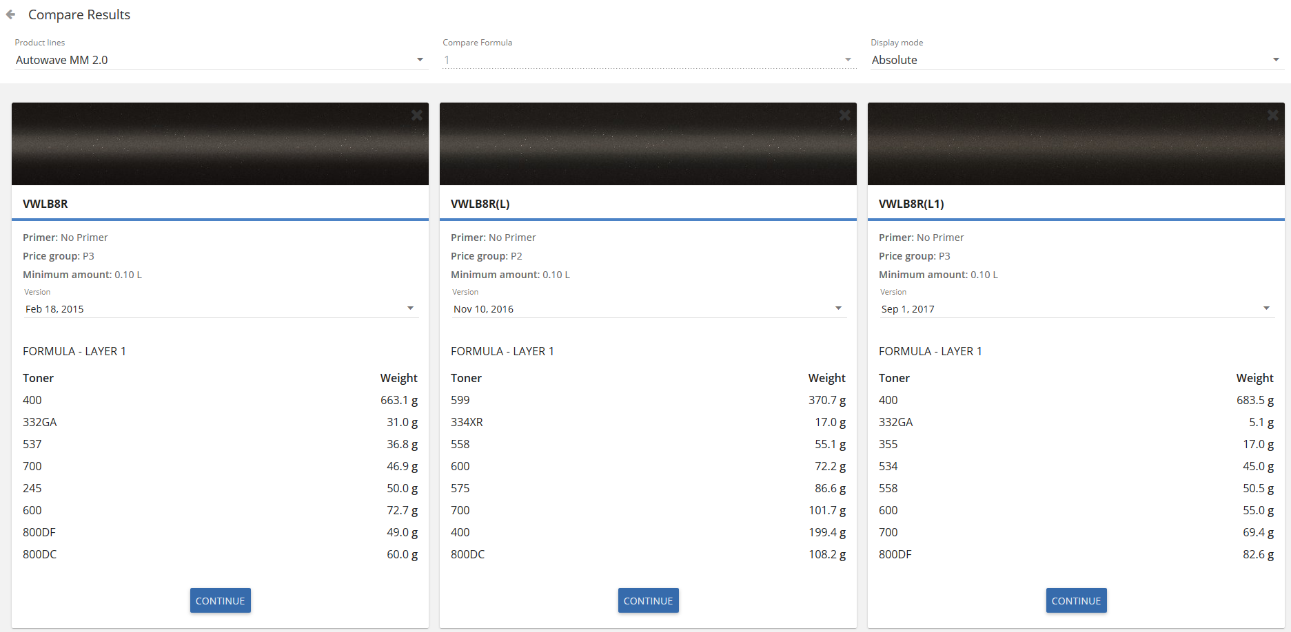 Comparar fórmulas de Cor – MIXIT help center